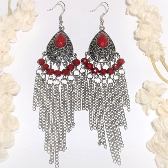 Fashion Jewelry | Jewelry | Earring Chandelier Earring Red Earring Red ...